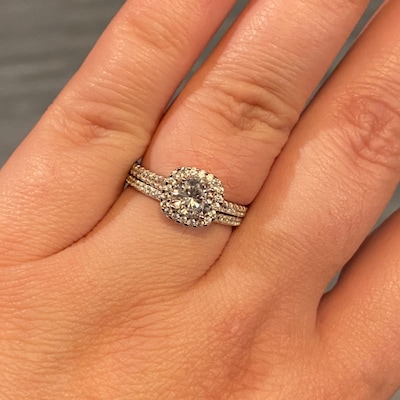 Classic Square Halo Wedding Set. Sterling Silver Wedding Ring. Luxury ...