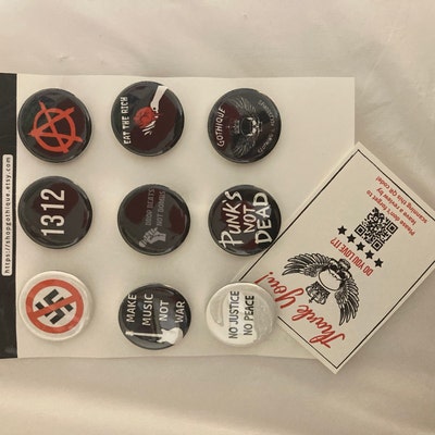 Punk Pins Pinback Punk Buttons Anarchy Anti-racist Equality ACAB ...