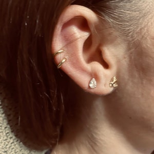 Dainty Triple Band Huggie Hoop Earrings | Etsy