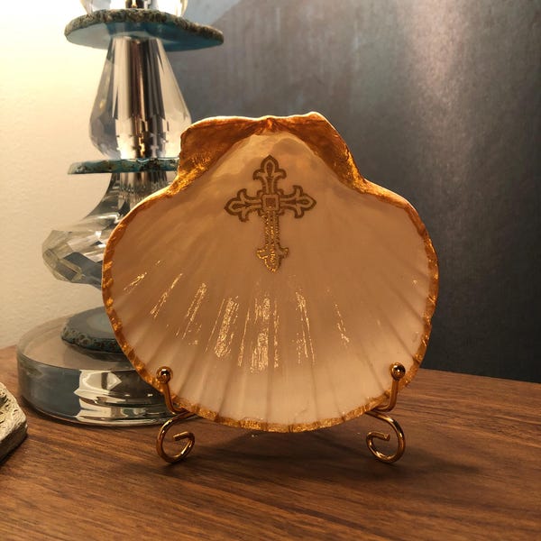 Religious Scallop Shell Trinket Dish With 24 K Hand-painted Border - Etsy