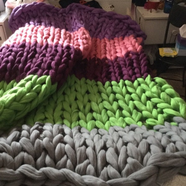 Dorm Room Chunky Knit Blanket – Merino Wool Throw for College Students ...
