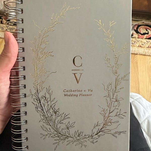 Floral Wedding Planner Book / Beige Custom Wedding Planner / Real Gold ...