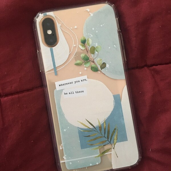 Blue Terracotta Modern Collage Phone Case for iPhone 16 15 14 13 12 11 ...