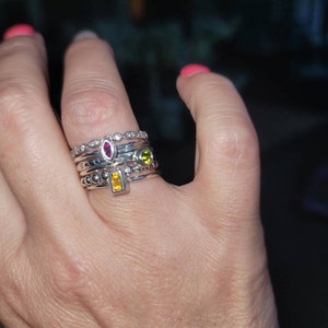 Stackable Gold Rings Gold Stack Ring Set 2 Birthstone | Etsy