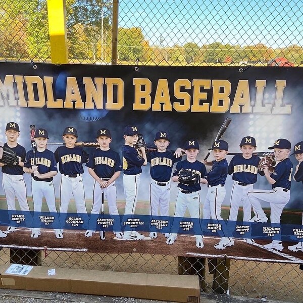 Rugged Baseball Banner Photoshop Template - Torn White Paper Background ...