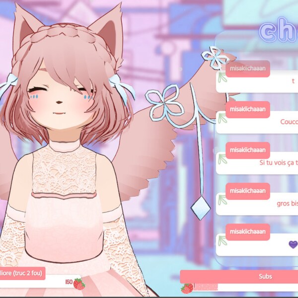 Customizable Cute Double Side Pink White Chat for Stream - Stream ...