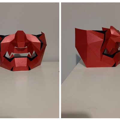 Oni Demon Mask Hannya Full Face Mask DIY Papercraft PDF Template - Etsy