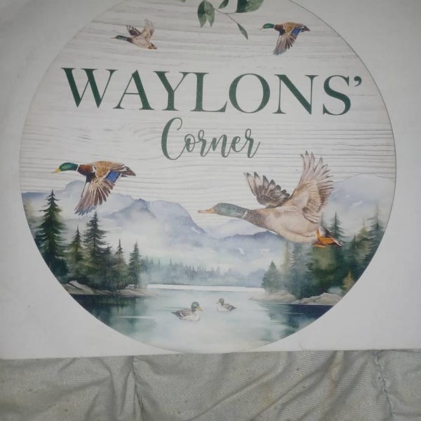 Mallard Duck Name Sign, Round Wood Name Sign, Wood Baby Name Sign, Duck ...
