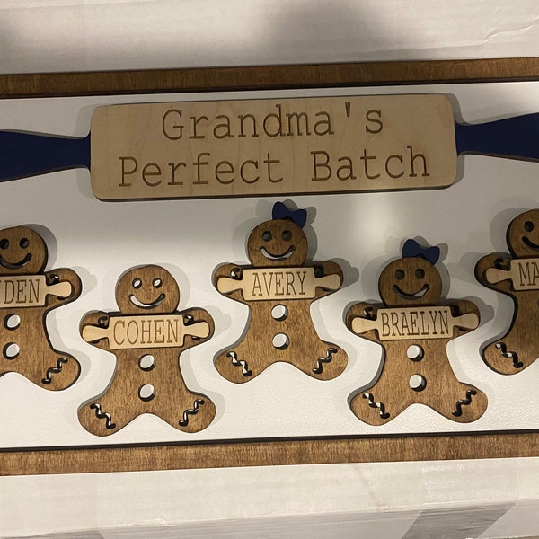 Personalized Gingerbread Family Wood Sign, Gingerbread Grandchildren ...