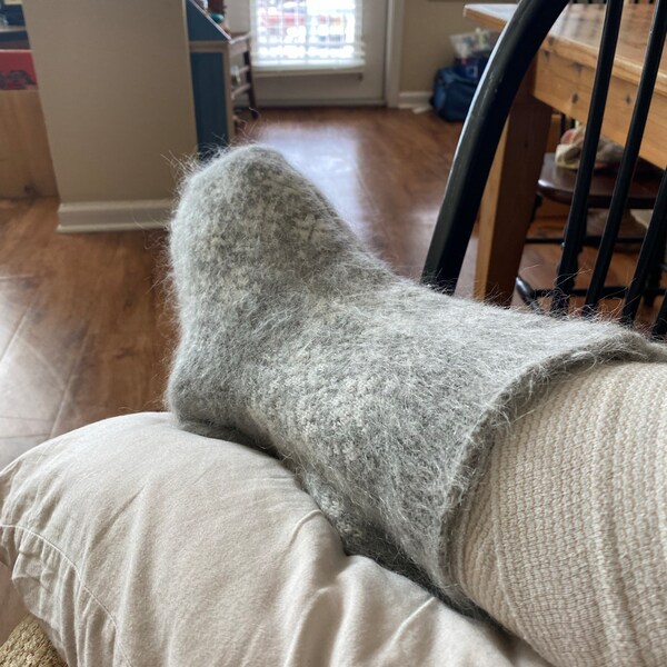 Natural Goat Wool Knee-high Socks, Knitted Warm Boot Socks, Fuzzy Comfy ...