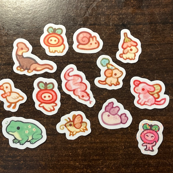 Series 1: Tiny Animal Friends Sticker Set of 11 / Mini Animal Stickers ...