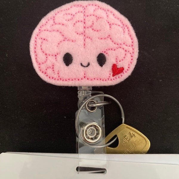 Brain Badge Reel - Brain - Feltie Badge Reel - Cute Badge Clip ...
