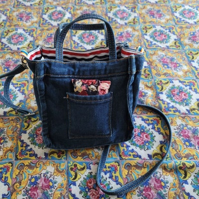 Mini Denim Bag Denim Tote Bag Denim Crossbody Bag Everyday - Etsy