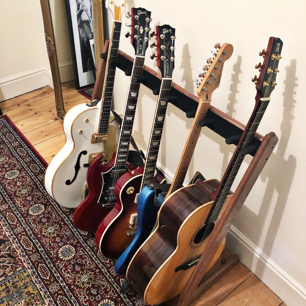 Ruach GR-2 Customisable 5 Way Wooden Guitar Rack and Holder for Guitars ...