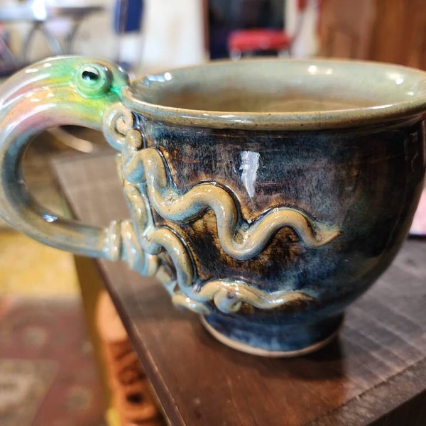 Raven Ceramic Mug in Metallic Blues and Black - Etsy