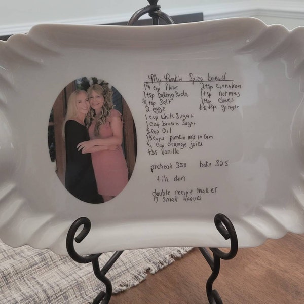Personalized Ceramic Platter With Handles, Handwritten Recipe Keepsake ...