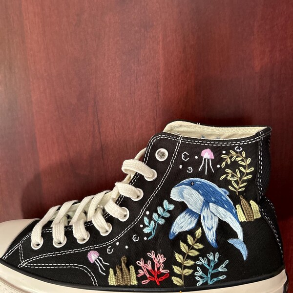 Custom Converse High Tops, Flower Embroidered Converse, Garden Flowers ...