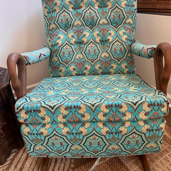 Upholstery Fabric, Turkish Fabric by the Yards, Turquoise Blue ...