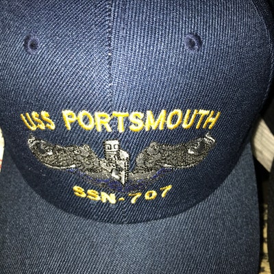 USS Portsmouth SSN-707 Ball Cap Embroidered Submarine Silver Dolphins ...