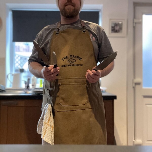 Personalized Embroidered Apron, Canvas Workshop Apron With Pockets ...