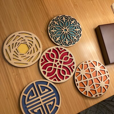 5-piece Unique Geometric Wood Coasters for Home Decor - Etsy