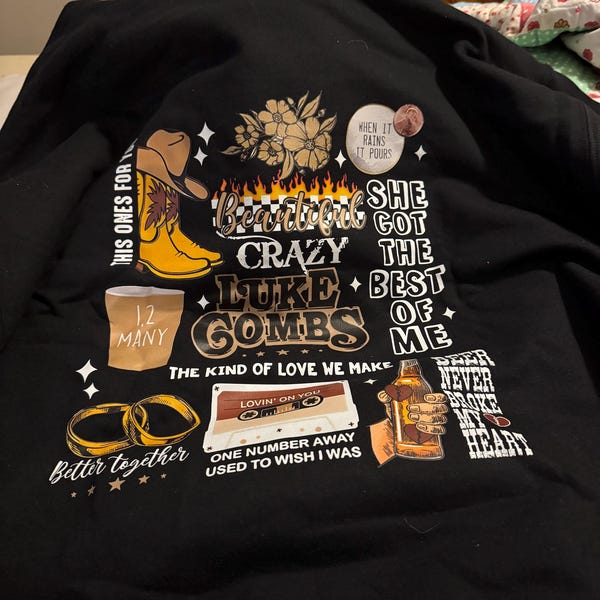 Combs Bullhead Sweatshirt & Hoodie, Two Side, Country Music Shirt, Luke ...