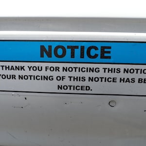 NOTICE Funny Bumper Sticker Vinyl Decal Sticker Humour Joke Prank ...