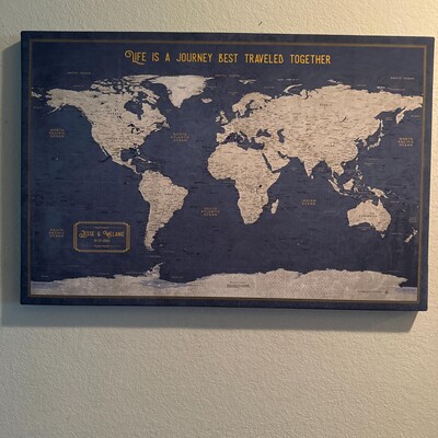 Large World Map Push Pin Executive Style 24x36 or 24x16 Customized Pin ...