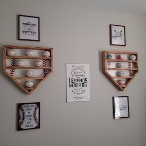 Rustic Baseball and Ring Display Holds 44 Rings/medals and 11 Baseballs ...