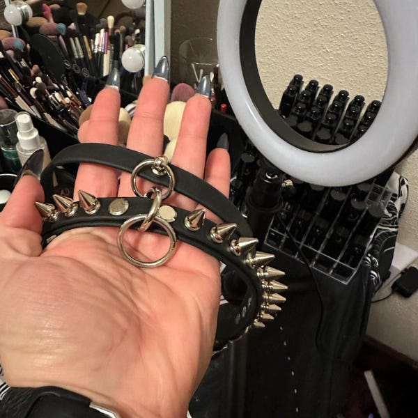 AORTA SINISTER Heart Collar in Black & White Vegan Leather, Half and ...