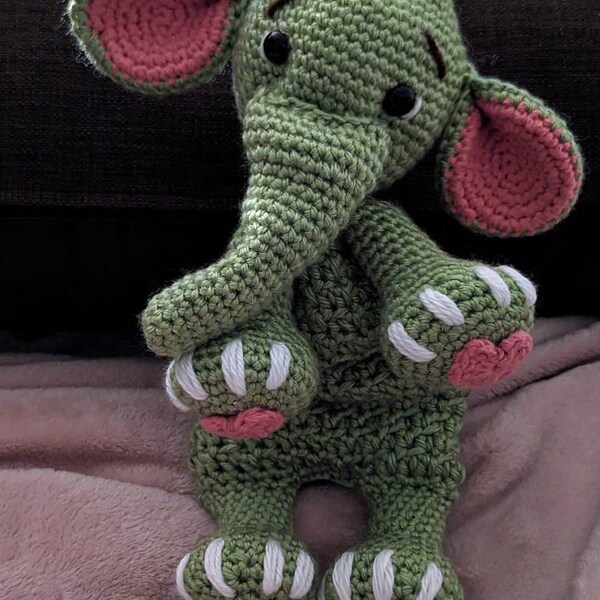 Pattern: Elephant Snuggler, Cuddler Elephant Toy, Amigurumi Elephant ...