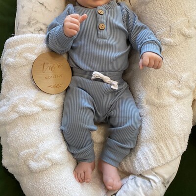 Gender Neutral Baby Clothes, Gender Neutral Coming Home Outfit, Ribbed ...