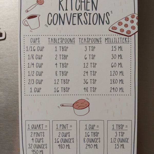Kitchen Conversion Magnet - Cooking Magnet - Etsy