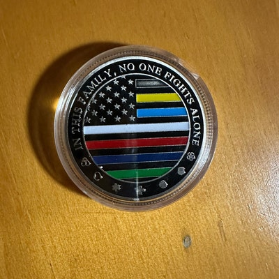 No One Fights Alone Challenge Coins First Responders Military Thin All ...