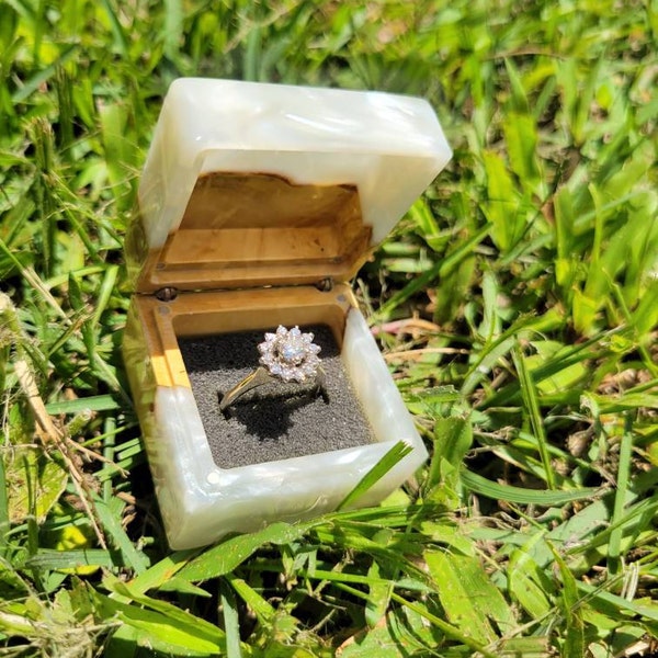 Engagement Custom Ring Box, Resin & Wood Engagement Ring Box, Ring ...