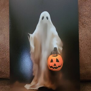Ghost Holding A Jack O Lantern, Vintage Poster, Art Poster Print, Dark ...