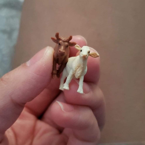 Tiny Brown Cow Figurine - Soft Plastic Animal for Fairy Garden, Diorama ...