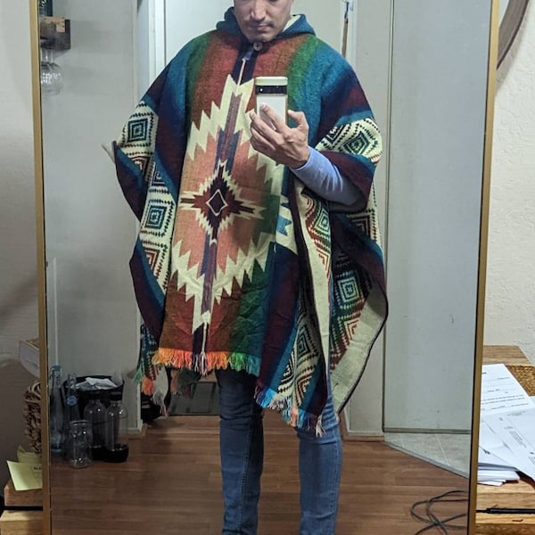 Alpaca Wool Poncho (sunset in the Forest) Handcrafted by Indigenous ...