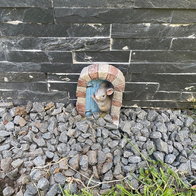 Heavy Resin Mouse Doorway With Red Door, Fairy Garden Door or Fairy ...