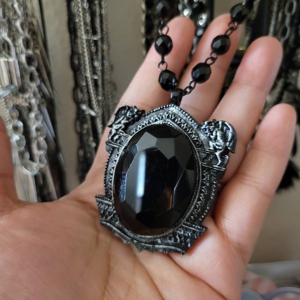 BEX Gothic Punk Rock Spike Collar Black and Silver Grunge Beaded ...