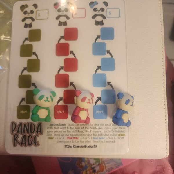 Panda Race | 3 Panda Bear Game Pieces | Savings Challenge Game ...