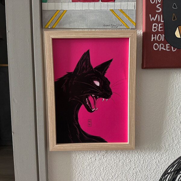 Black Wolf Chained | Red Background | Wolf Wall Art | Gothic Home Decor ...