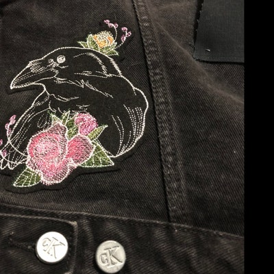 Raven Flowers Gothic Dire Blooms Iron on Embroidery Patch - Etsy