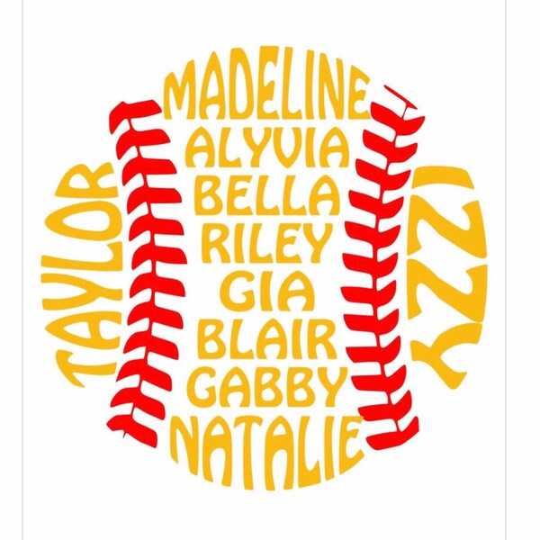 Your Custom Baseball Names Word Art SVG - Png - Fcm - Eps - Dxf - Ai ...