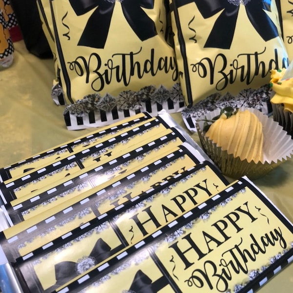 Printable Candy Bar Wrappers | Luxury Vintage Diamond Bling Bow Yellow ...