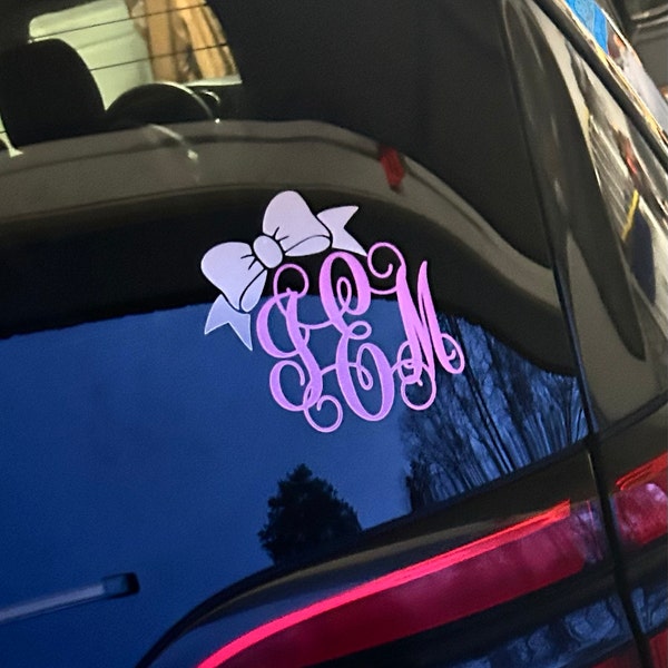 Fancy Monogram Decal | Glitter Bow Decal | Monogram Decal | Yeti Cup ...