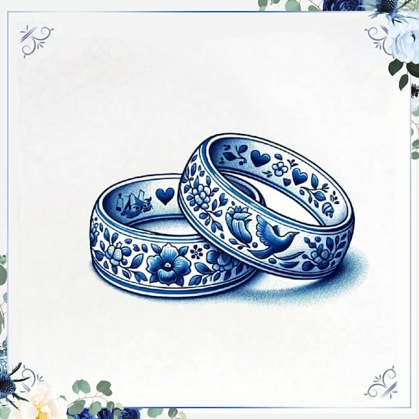 Wedding, Wedding Ring, Tile, Delft Blue, Delft Blue Tile, Wall Art ...