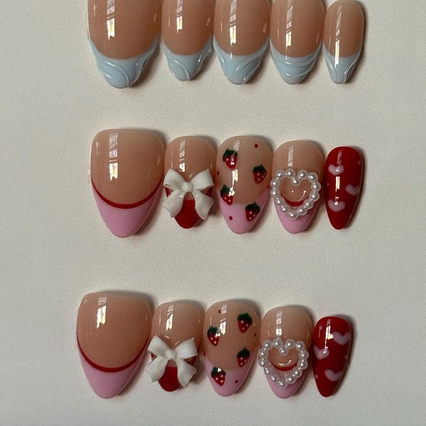 Custom Press on Nails 10 Fake Handmade Quality Trendy Cute Square ...