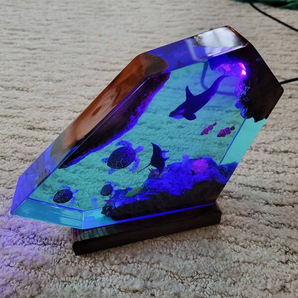 Orca Shark and Couple Diver Resin Night Lights - Whale Shark and ...