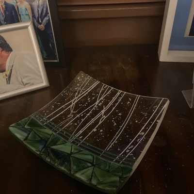 Handmade Fused Glass Art Dish Mosaic Style, Abstract Plate for ...